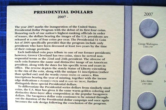 2007-2016 U.S. Presidential Dollar Folder Coin Holder Album Book!